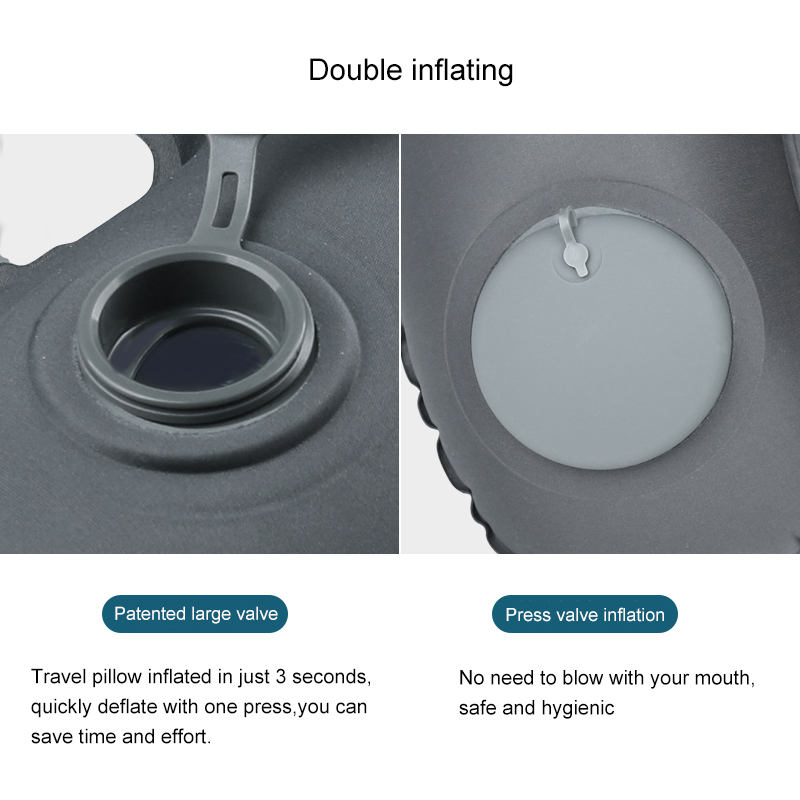 Double Inflate Methods Plane Inflatable Travel Pillow with Press Valve ...